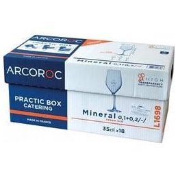 Gastro Arcoroc Mineral Weinglas 35 cl mit Füllstrichen bei 0,1 und 0,2 l, 18er Practic-Box