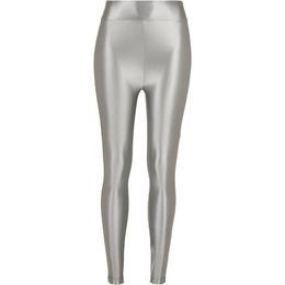 Urban Classics Leggings Urban Classics Damen Ladies Highwaist Shiny Metallic Leggings (1-tlg), silberfarben