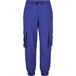Urban Classics Cargohose Damen Ladies High Waist Crinkle Nylon Cargo Pants (1-tlg), blau