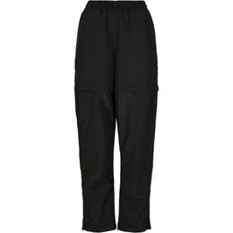 Urban Classics Stoffhose Urban Classics Damen Ladies Shiny Crinkle Nylon Zip Pants (1-tlg), schwarz