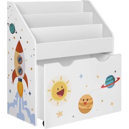 Songmics Spielzeugregal & Bücherregal für Kinder, Kinderzimmerregal mit 3 Fächern Spielzeugkiste weiß