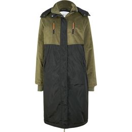 bonprix Long-Parka mit Kapuze und Materialmix, gerade geschnitten