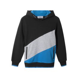 bonprix Jungen Kapuzensweatshirt im Colourblock aus Bio-Baumwolle