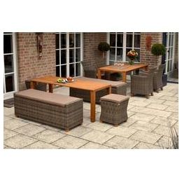 Gartenbank Kunststoff/Textil/ Holz/Metall 3-Sitzer Toskana