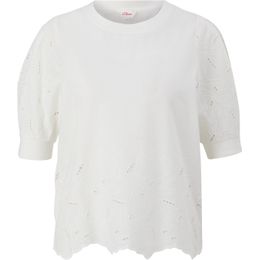 s.Oliver T-Shirt, Ajour-Muster, Halbarm, für Damen, weiß, 38