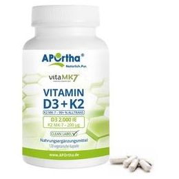 APOrtha® Vitamin D3 2.000 IE + Vitamin K2 vitaMK7® 200 μg - vegetarische Kapseln 120 St