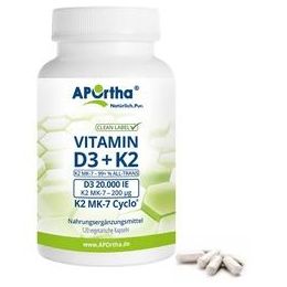 APOrtha® Vitamin D3 20.000 IE + Vitamin K2 MK-7 Cyclo® 200 μg - 120 vegetarische Kapseln 120 St