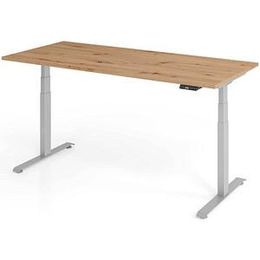 Neutral Base Lite elektrisch höhenverstellbarer Schreibtisch asteiche rechteckig, T-Fuß-Gestell silber 180,0 x 80,0 cm