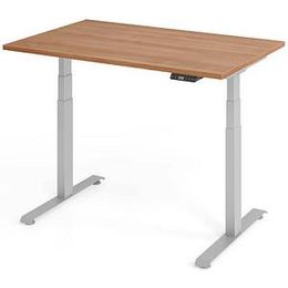 Neutral Base Lite elektrisch höhenverstellbarer Schreibtisch nussbaum rechteckig, T-Fuß-Gestell silber 120,0 x 80,0 cm