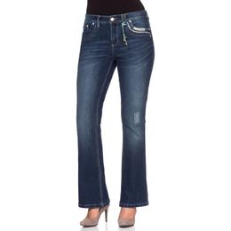 sheego by Joe Browns Große Größen: Bootcut Stretch-Jeans im Used-Look, dark blue Denim, Gr.56