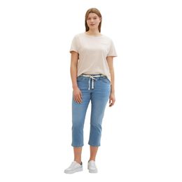 Tom Tailor Große Größen: Schmale Jeans mit Bindeband und Shapingeffekt, light blue Denim, Gr.48