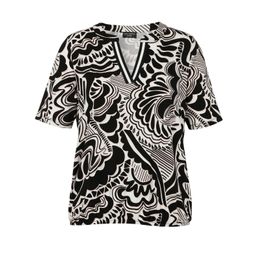 Via Appia Due Große Größen: Shirt mit Grafikprint und Gummizugbund, schwarz gemustert, Gr.42