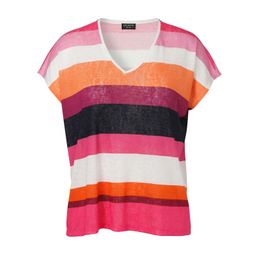 Via Appia Due Große Größen: Shirt mit Multicolor-Blockstreifen, beere gestreift, Gr.48