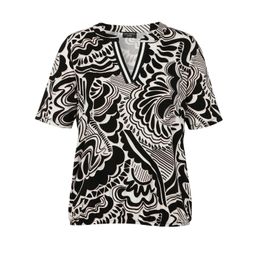 Via Appia Due Große Größen: Shirt mit Grafikprint und Gummizugbund, schwarz gemustert, Gr.54