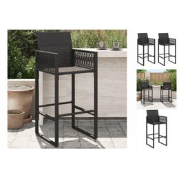 vidaXL Gartenstuhl Garten-Barhocker 2 Stk Schwarz Polyrattan