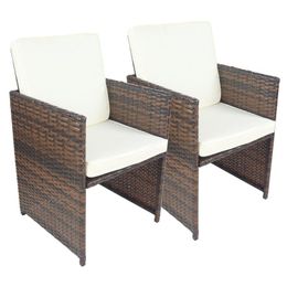 Vcm 2-tlg. Set Gartenstuhl Loungestuhl Sessel Rattan Balkonstuhl Camping Sitzkissen Raloso (Farbe: Braun)