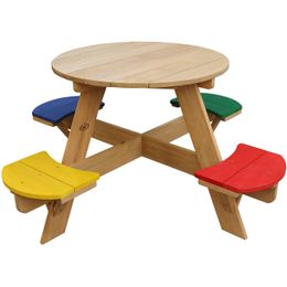 Garten-Kindersitzgruppe AXI "Regenbogen" Sitzmöbel-Sets Gr. B/H/T: 120 cm x 56 cm x 120 cm, bunt (braun, blau, rot, grün, gelb) Kinder Gartenmöbel
