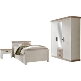 Schlafzimmer-Set Home Affaire "Florenz" Schlafzimmermöbel-Sets Gr. B/T: 100 cm x 200 cm, 3-türiger Kleiderschrank, weiß (pinie weiß) Komplett Schlafzimmer