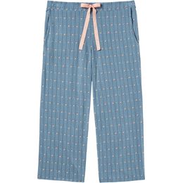 Schiesser Mix + Relax Schlafanzug-Hose, 3/4-lang, Seitentaschen, für Damen, blau, 40