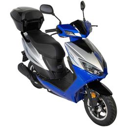 Gt Union Motorroller Sonic 45 (mit/ohne Topcase), 50 ccm, 45 km/h, Euro 5, (Komplett-Set, 2 tlg), blau|silberfarben