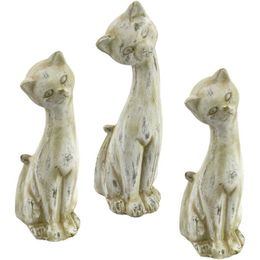 I.GE.A. Tierfigur Antik-Keramikkatze, (3er Set), beige