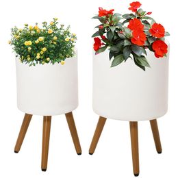 Outsunny Pflanztöpfe 2er-Set, Blumentöpfe mit Abnehmbaren Füßen