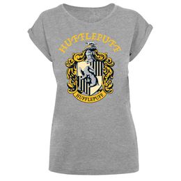 F4NT4STIC Shirt 'Harry Potter Hufflepuff Crest' Damen Größe 5XL nachtblau / dunkelgelb / grau