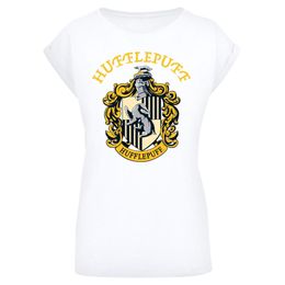 F4NT4STIC T-Shirt 'Harry Potter Hufflepuff Crest' Damen Größe 4XL gelb / grau / schwarz / weiß