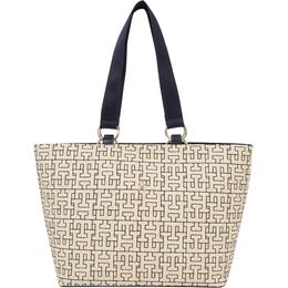 Tommy Hilfiger Shopper, Logo-Muster, Emblem, für Damen, beige