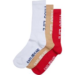 Karl Kani Socks 'Thug Life' female Beige, Red, White size 39-42