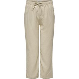 Only CARMAKOMA Stoffhose, Leinen-Viskose-Mix, Tunnelzug, für Damen, beige, 46/48