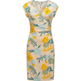 Ragwear Etuikleid Crupi Print figurbetontes Sommerkleid mit Raffung an der Taille, beige|braun