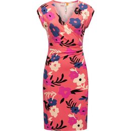 Ragwear Etuikleid Crupi Print figurbetontes Sommerkleid mit Raffung an der Taille, orange