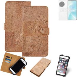 K-S-Trade Handyhülle für OnePlus 12R, Hülle - Kork Handyhülle Cover - Schutzhülle TPU Case Bumper in, braun|schwarz
