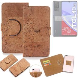 K-S-Trade Handyhülle für TCL 40 SE, Handy-Hülle Schutz-Hülle Handyhülle Schutzhülle Korkhülle, braun|schwarz