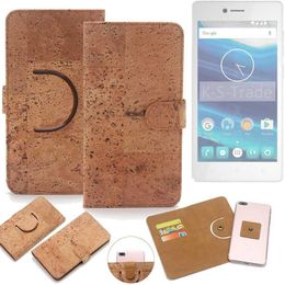 K-S-Trade Handyhülle für Qilive Q7 5, Handy Hülle Schutz Hülle Handyhülle Schutzhülle Korkhülle, braun|schwarz