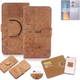 K-S-Trade Handyhülle für Xiaomi POCO M6 Pro, Handy-Hülle Schutz-Hülle Handyhülle Schutzhülle Korkhülle, braun|schwarz