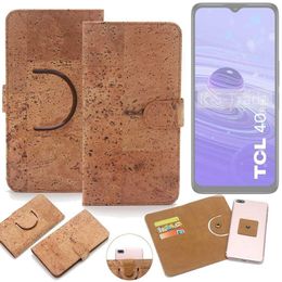 K-S-Trade Handyhülle für TCL 40 R 5G, Handy Hülle Schutz Hülle Handyhülle Schutzhülle Korkhülle, braun|schwarz