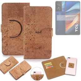 K-S-Trade Handyhülle für TCL 50 SE, Handy Hülle Schutz Hülle Handyhülle Schutzhülle Korkhülle, braun|schwarz