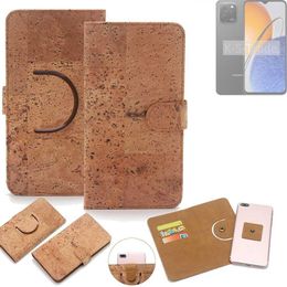 K-S-Trade Handyhülle für Huawei nova Y62, Handy Hülle Schutz Hülle Handyhülle Schutzhülle Korkhülle, braun|schwarz