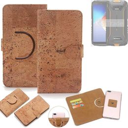 K-S-Trade Handyhülle für Doogee S41T, Handy-Hülle Schutz-Hülle Handyhülle Schutzhülle Korkhülle, braun|schwarz