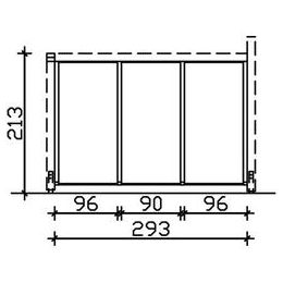 Skan Holz Seitenwand m. Polycarbonatplatten 293 x 200 cm, Fichte