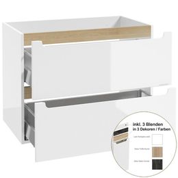 Lomadox Unterschrank SOFIA-107 Badezimmer 80cm in weiß, Hochglanz lackiert, B/H/T: 80/60/45 cm