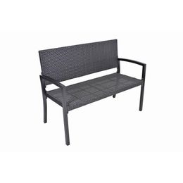 Lomadox Gartenbank GARDA-120, Parkbank aus Alu/Kunststoffgeflecht in schwarz, B/H/T: 116/87/60 cm