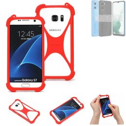 K-S-Trade Handyhülle für UMIDIGI G1 Plus, Handy-Hülle Schutz-Hülle Bumper Silikon Schutz Hülle Cover Case, rot|schwarz
