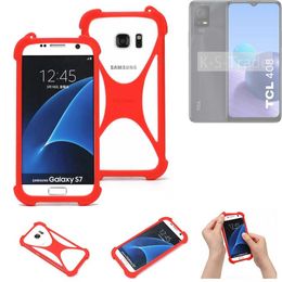 K-S-Trade Handyhülle für TCL 408, Handy-Hülle Schutz-Hülle Bumper Silikon Schutz Hülle Cover Case, rot|schwarz