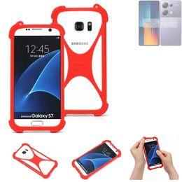 K-S-Trade Handyhülle für Xiaomi POCO M6 Pro, Handy-Hülle Schutz-Hülle Bumper Silikon Schutz Hülle Cover Case, rot|schwarz