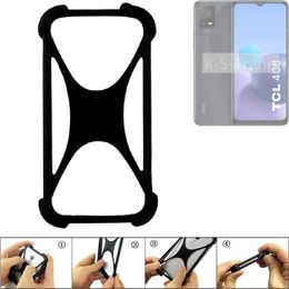 K-S-Trade Handyhülle für TCL 408, Handy-Hülle Schutz-Hülle Silikon Bumper TPU Softcase Smartphone, schwarz