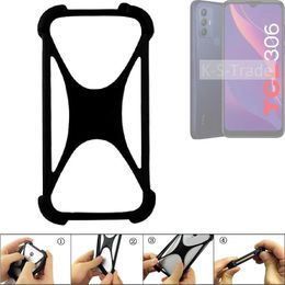 K-S-Trade Handyhülle für TCL 306, Handy-Hülle Schutz-Hülle Silikon Bumper TPU Softcase Smartphone, schwarz