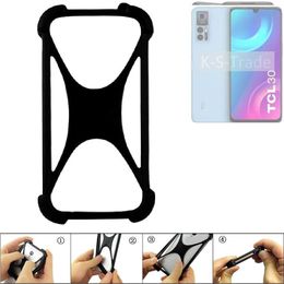 K-S-Trade Handyhülle für TCL 30+, Handy-Hülle Schutz-Hülle Silikon Bumper TPU Softcase Smartphone, schwarz